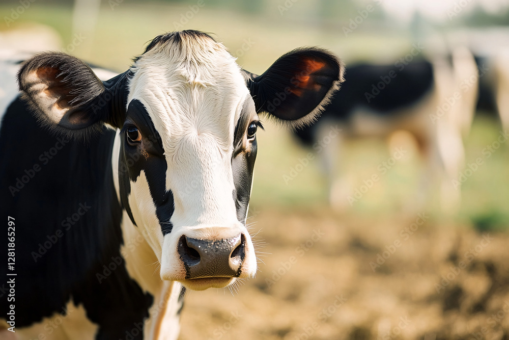 Cows are seen in a natural outdoor environment or within a farm setting ...