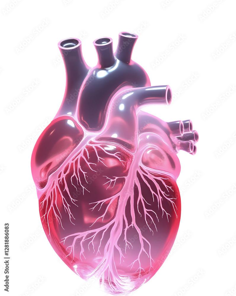 3D model of human heart with transparent background - heart anatomy ...