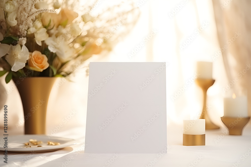 Elegant mock-up of an empty invitation to a bachelorette party with a ...