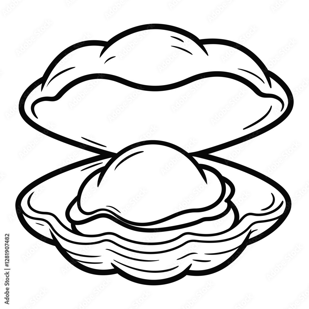 Clam line art silhouette vector graphic Clipart design. Stock Vector ...