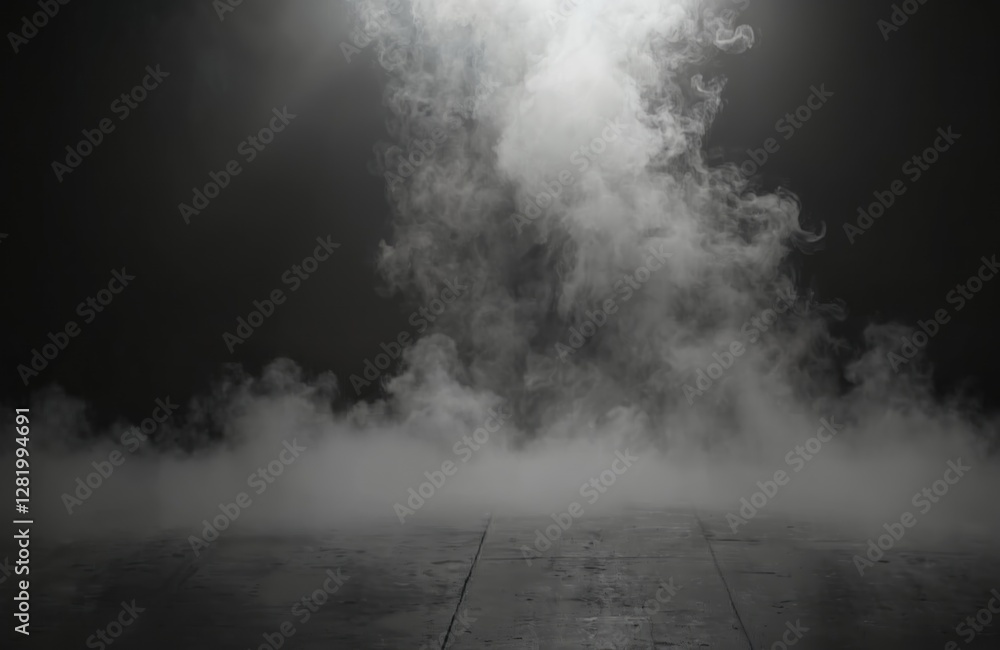 AI generated abstract background image of grey smoke over black ...
