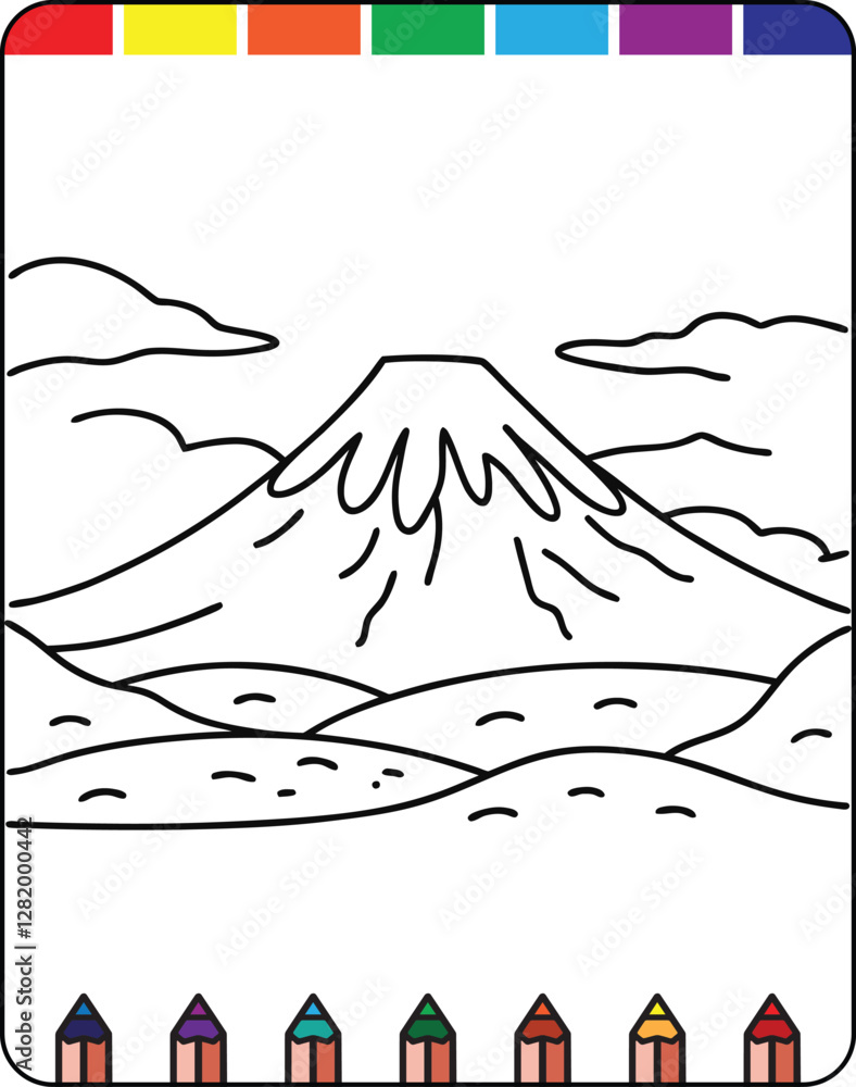 Vector de Stock Volcano Coloring Pages for Kids Fun and Educational ...