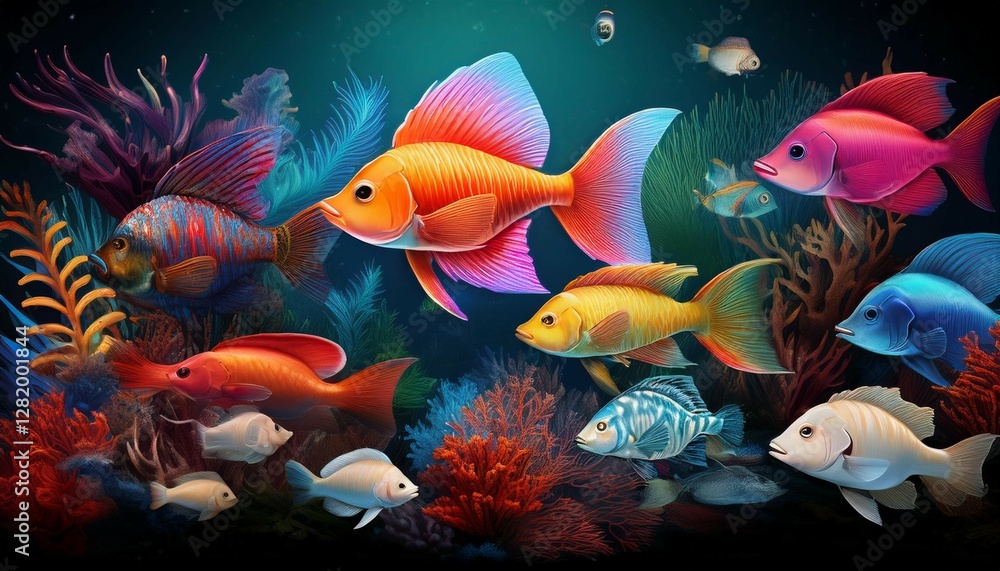 Illustration Stock exotic fish sea creatures photo overlays high ...