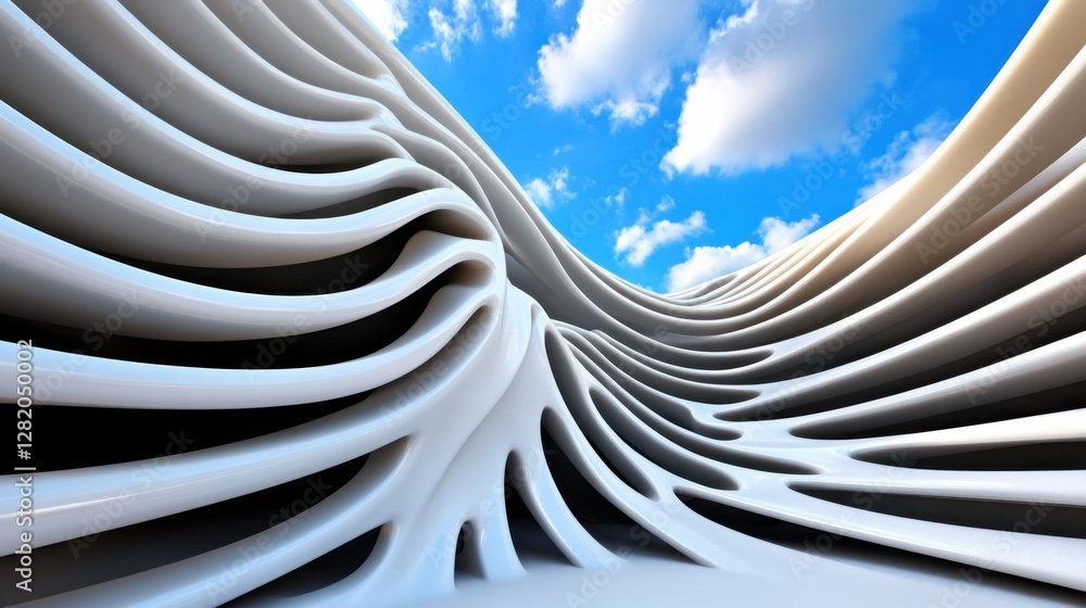 Soft flowing lines in architectural design, futuristic parametric curves, elegant and innovative ...