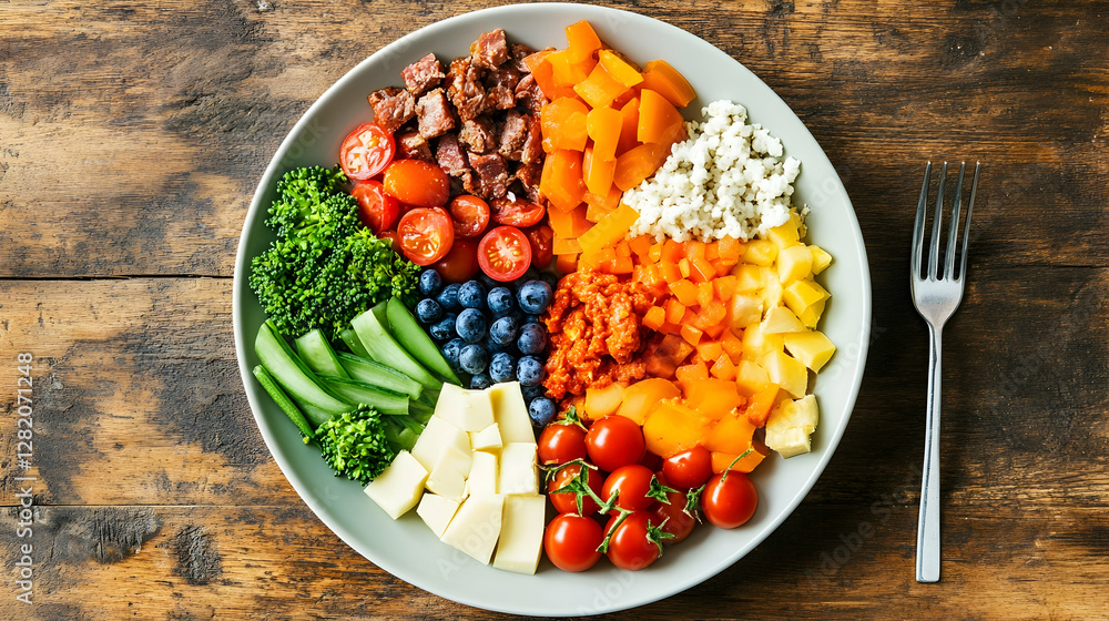 Divided plate diagram showing portion-controlled macronutrient sections ...