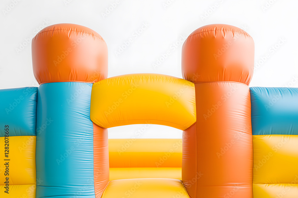 Colorful Inflatable Structure: A vibrant play area featuring orange ...