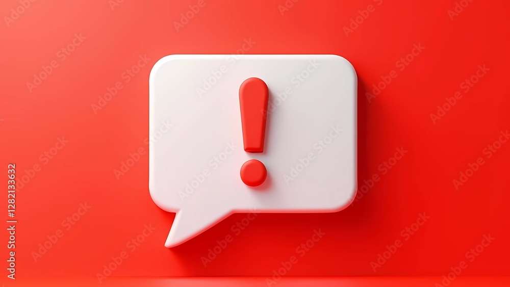 Bold 3D Speech Bubble with Red Exclamation Mark for Alerts and ...
