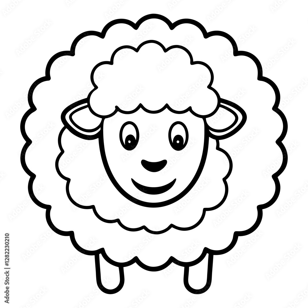 Vektor Cute Smiling Sheep Cartoon Vector Clipart Illustration, Cute smiling sheep cartoon vector ...