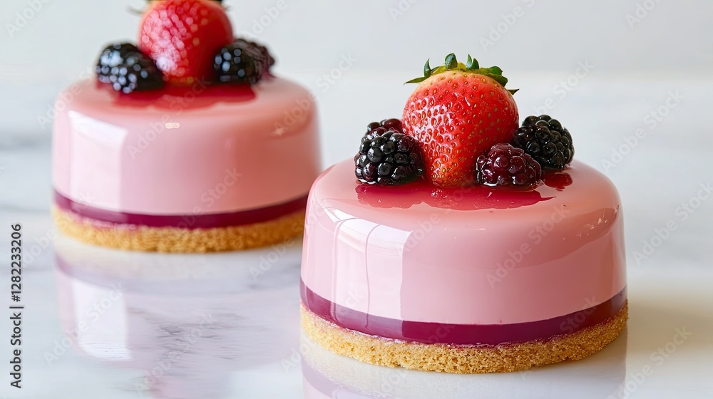 Delicate strawberry entremet cake with layers of mousse, sponge, and ...