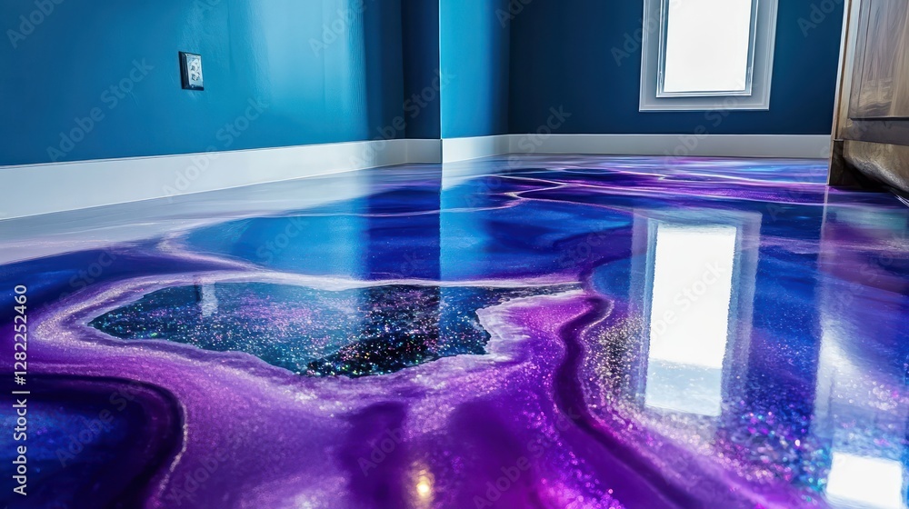 epoxy floor with geode designs, bold shimmering colors and seamless ...