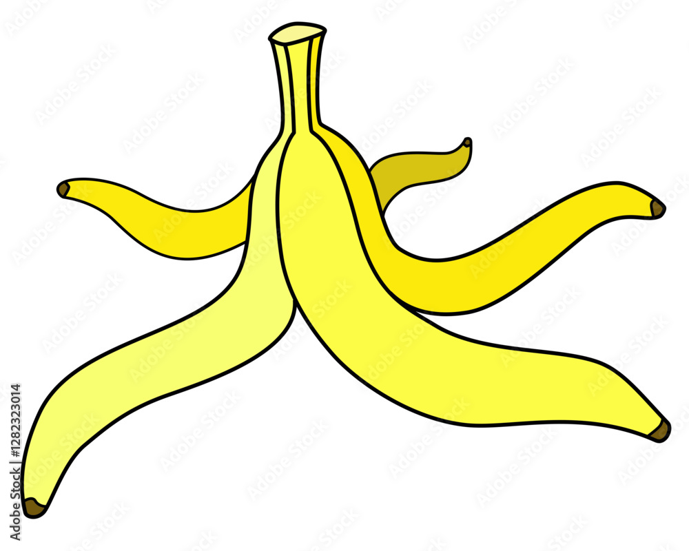 Banana peel - vector full color illustration. Yellow Banana peels, stem ...