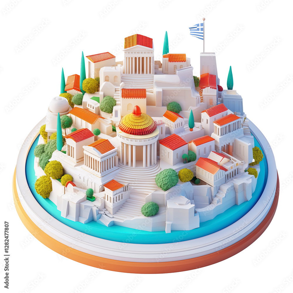 Scale Model of Athens City with Ancient Greek Architectural Buildings ...