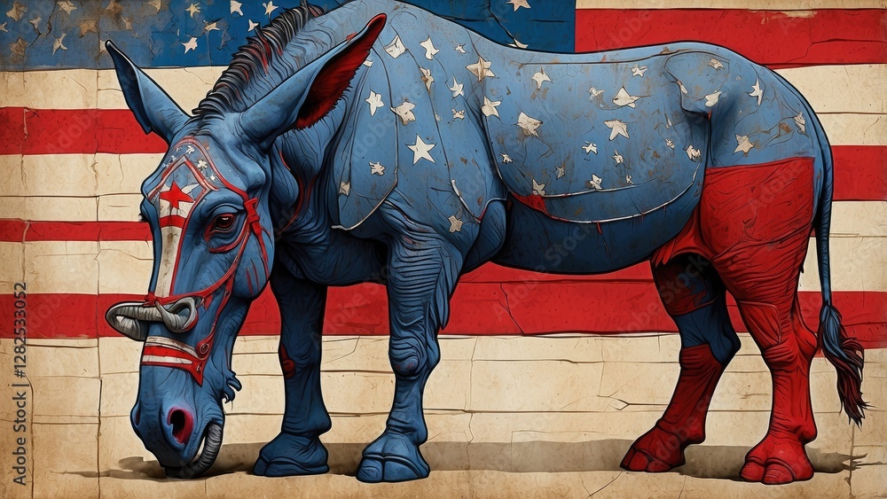 "Democrat and Republican American Political Parties: Blue Donkey and ...