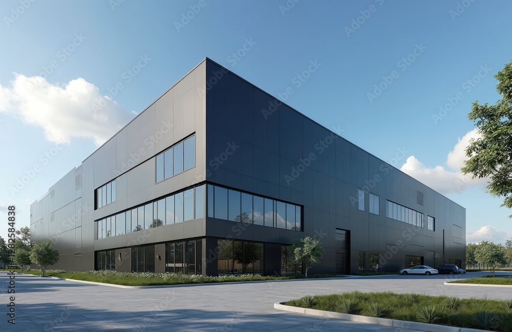 Modern logistic building of future made from steel sandwich panels ...