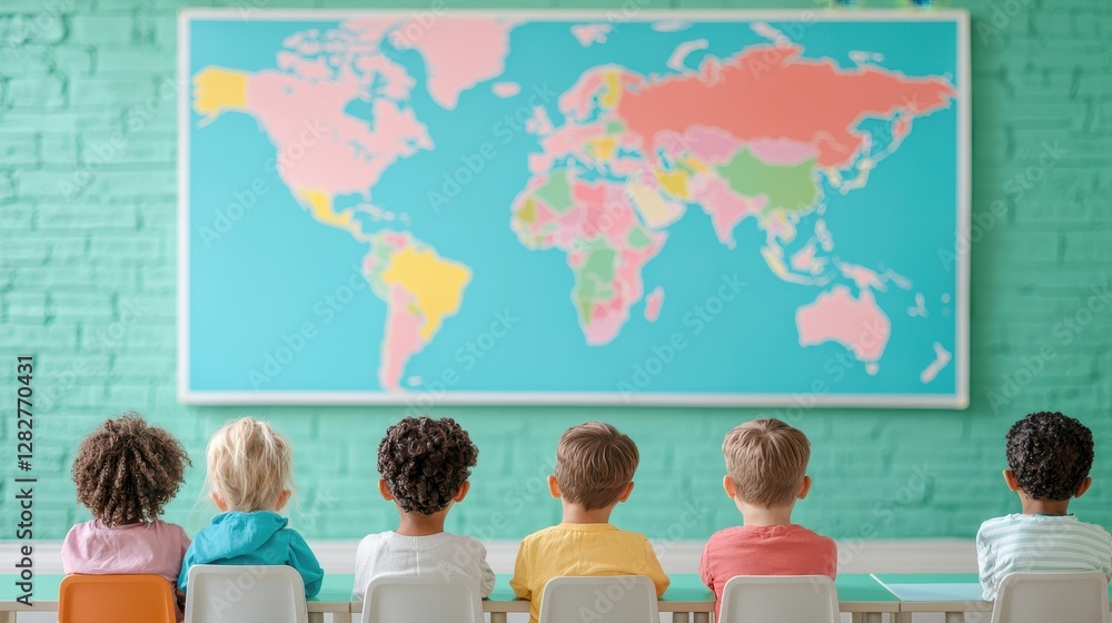 Inclusive classroom education empathy concept. A classroom scene with ...