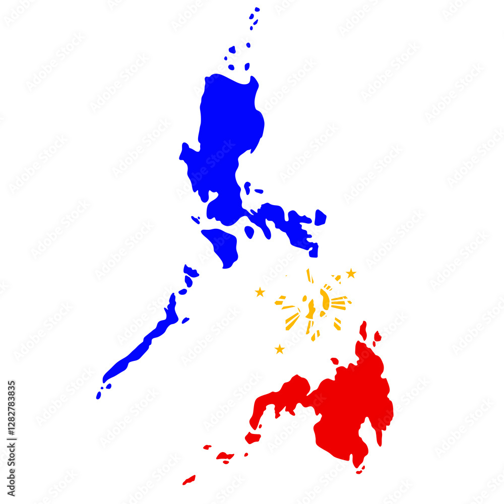 Map Of the Philippines In Official Flag Colors And Symbols Stock ...