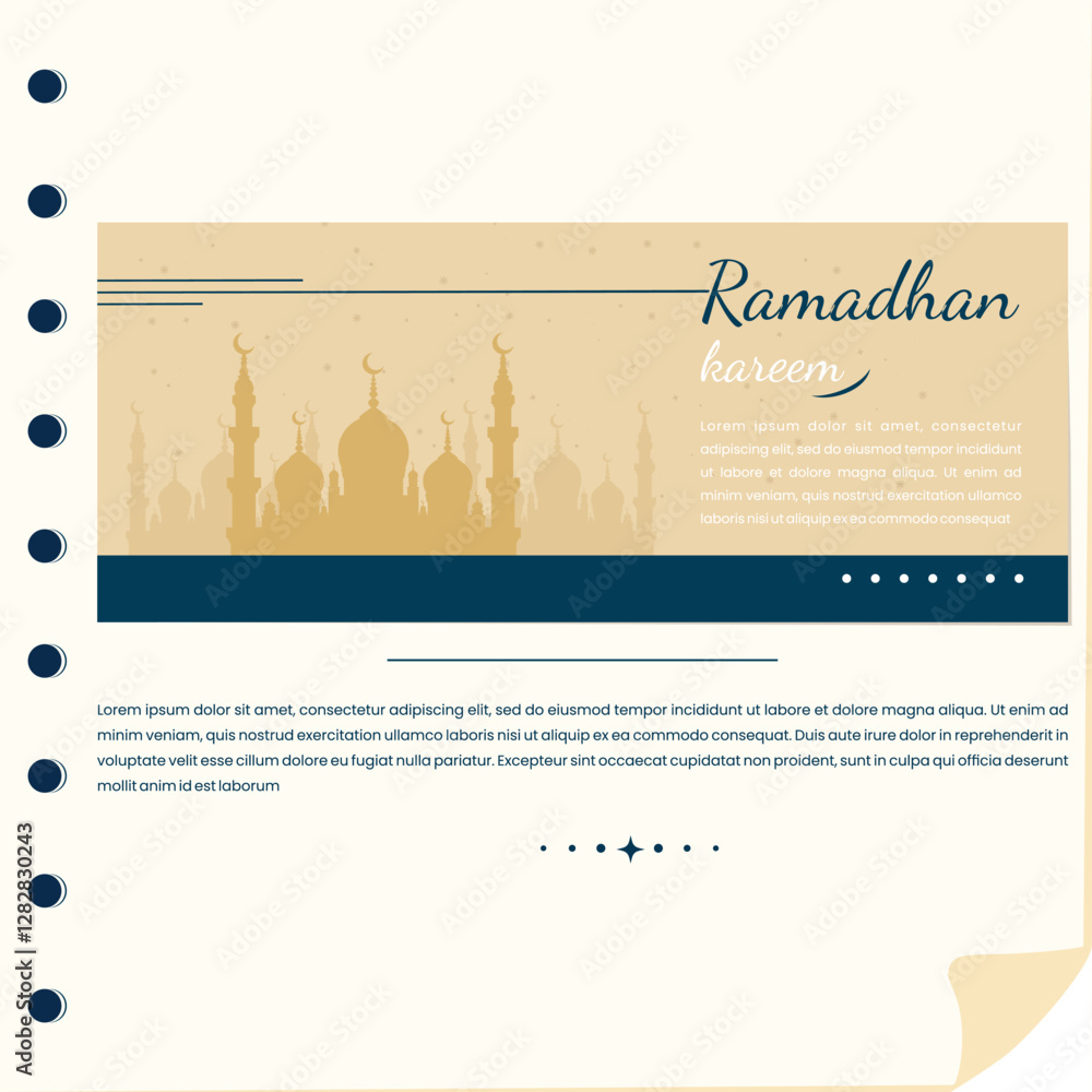 Ramadhan Kareem Mosque Silhouette with Background Paper Binder Style ...