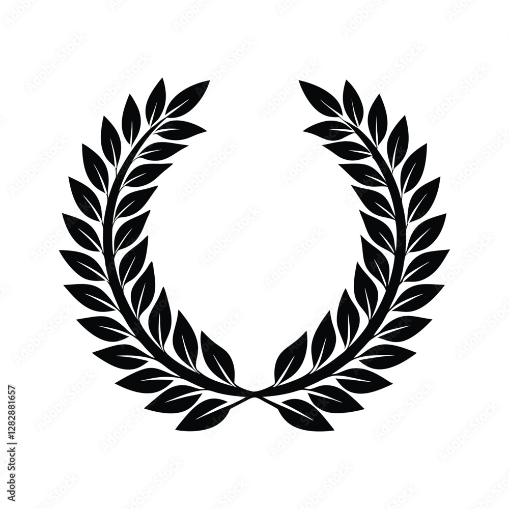Classic laurel wreath silhouette vector featuring traditional victory ...