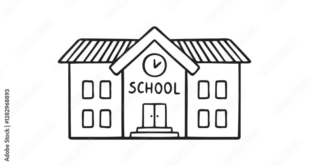School building vector for coloring book doodle hand drawn icon ...