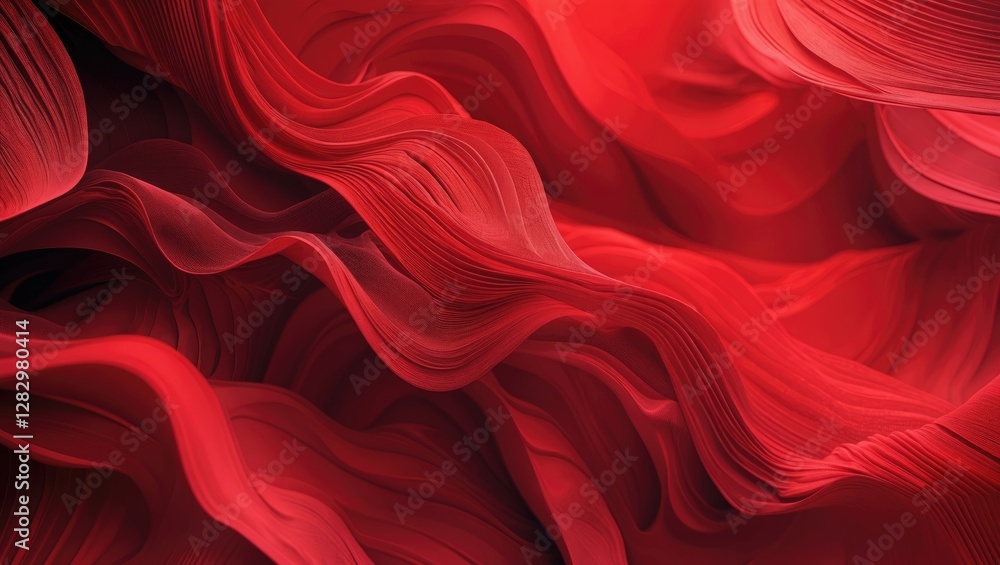 Abstract red wave texture background with flowing patterns in soft gradients and layered ...