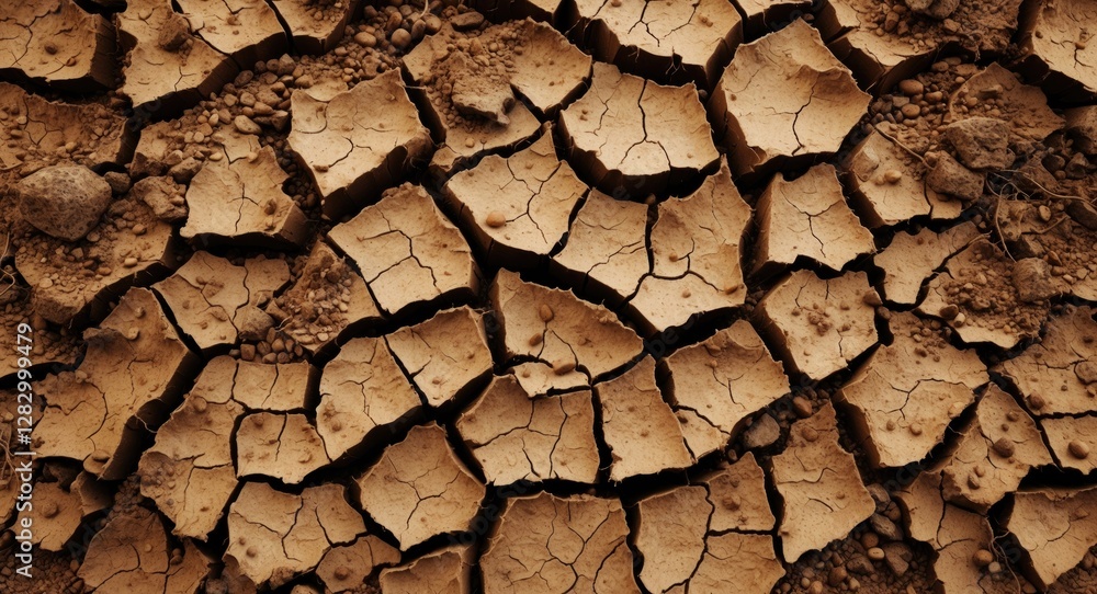 Dry cracked soil texture with brown earth background showing signs of ...