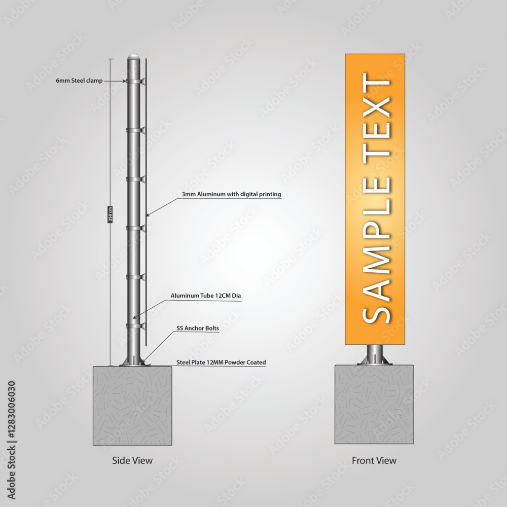 Signage technical detail drawing, Project Consultation and management ...