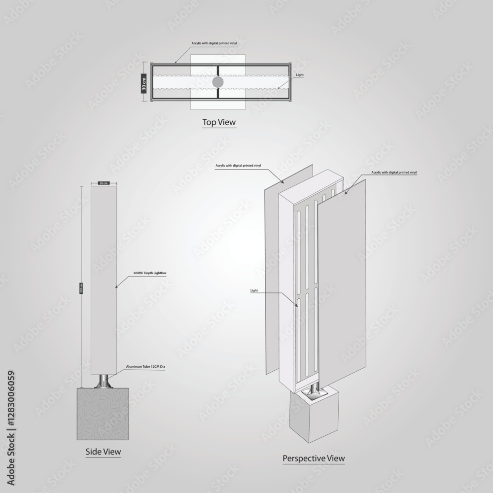 Signage technical detail drawing, Project Consultation and management ...
