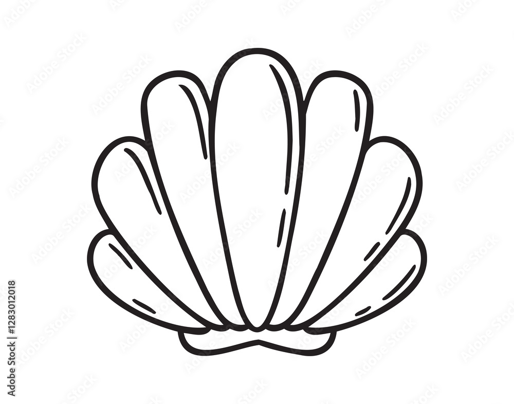 Seashell top view doodle hand drawn icon. Outline drawing Seashell top ...