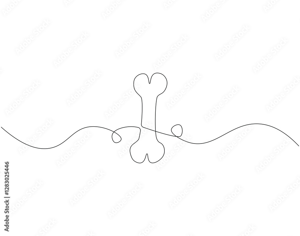 Continuous line drawing of human bone. Single line illustration of ...