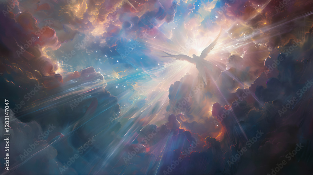 Anointing, holy sprit descending like a dove during Jesus baptism by ...