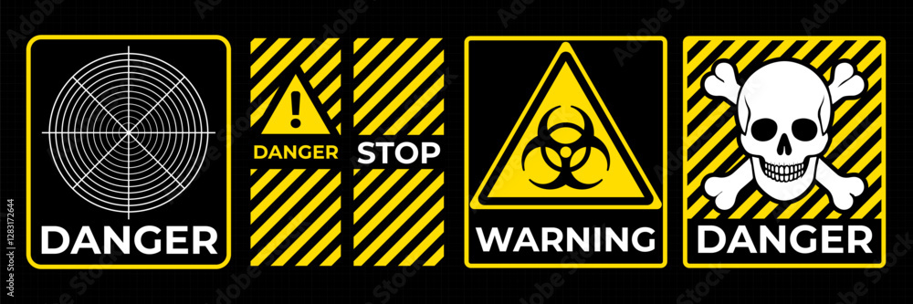 Futuristic HUD warning frame concept featuring danger zone alerts and ...