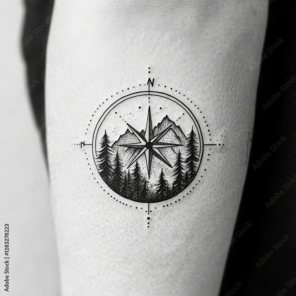 Compass Tattoo Design: A minimalist compass rose tattoo design ...