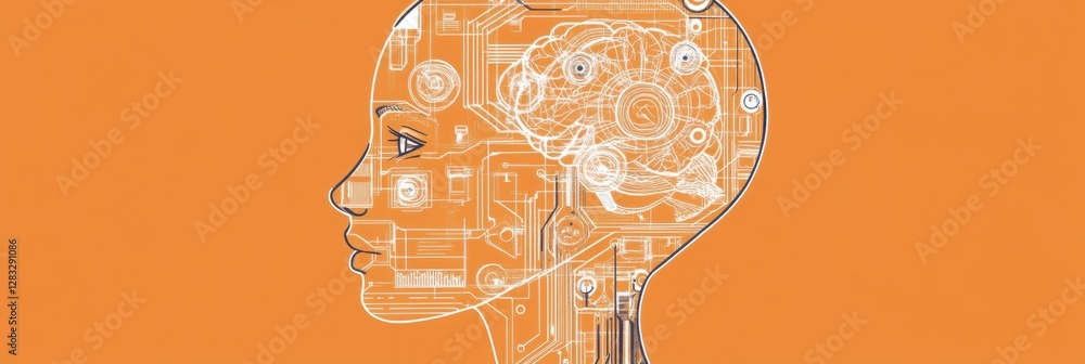 Human head outline with schematic mechanisms depicting elements of ...