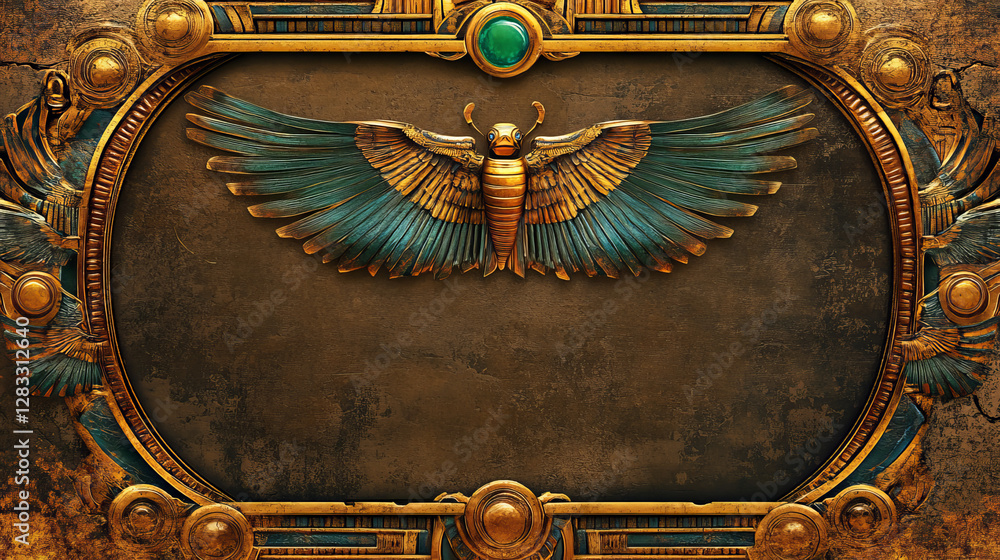 Gold ancient egyptian ui game frame vector element. Pharaoh treasure ...