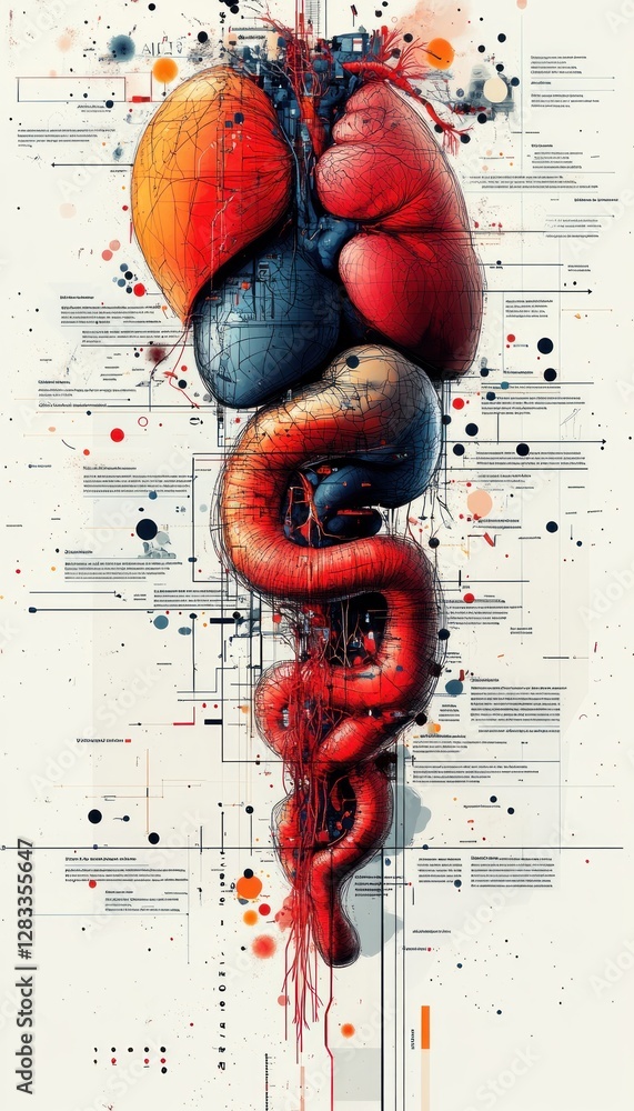 Digestive System Anatomy Infographic with Esophagus, Stomach, Liver ...