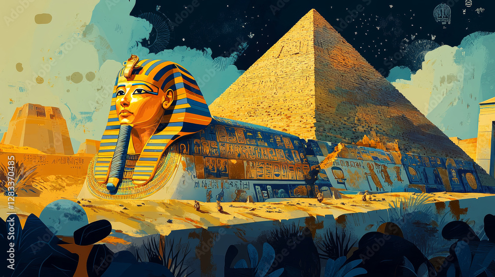 Ancient Egypt time line vector cartoon infographics. Cross section ...