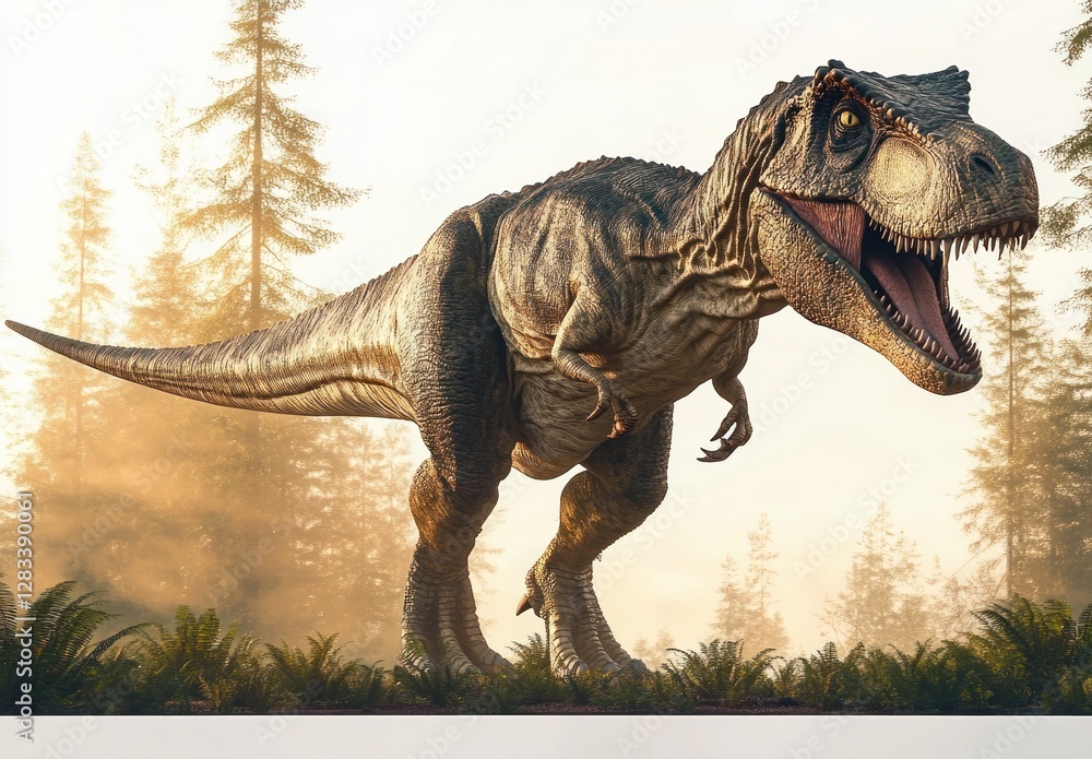 Hyper-realistic Tyrannosaurus Rex in Prehistoric Jungle with Feathered ...