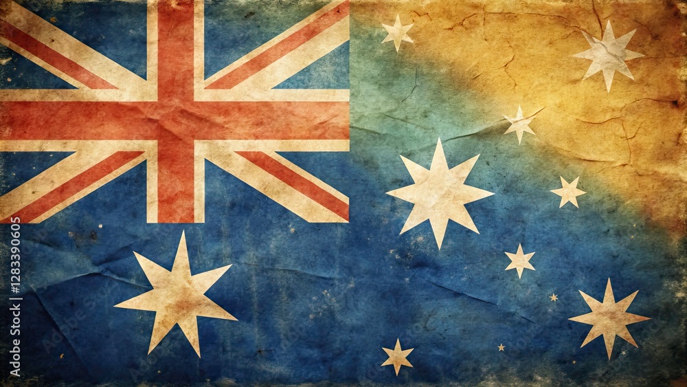Vintage Australian flag photography; an old, classic photo capturing ...