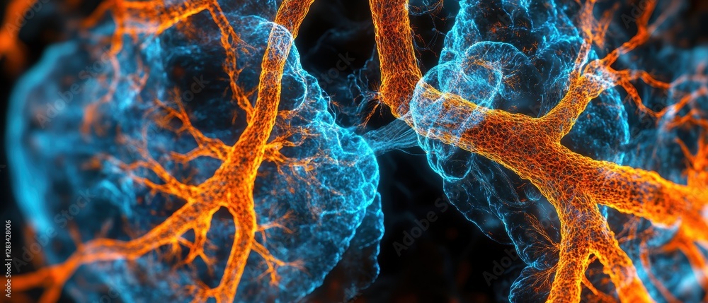 Human lungs structure detailed anatomy with bronchial tubes and alveoli ...