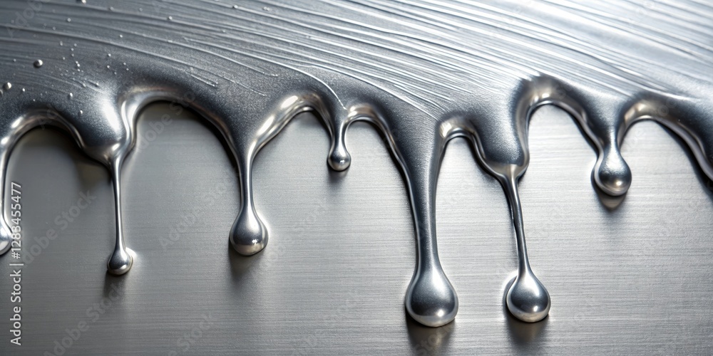A close-up of a silver surface with a thick layer of slime covering it ...