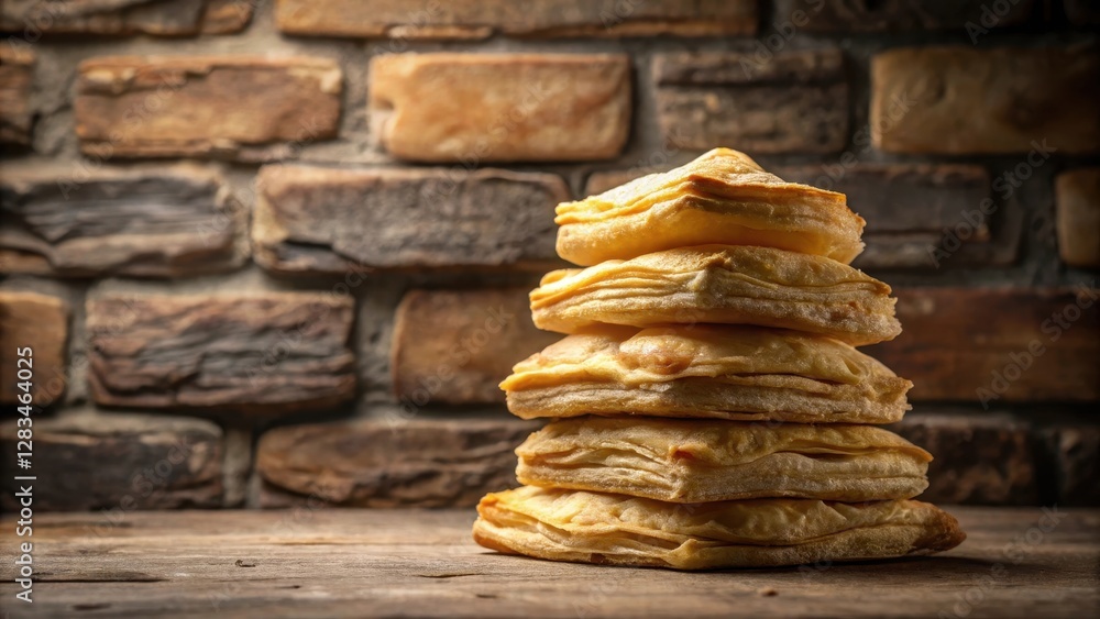 Delicate layers of pastry dough stacked on top of each other, forming a ...