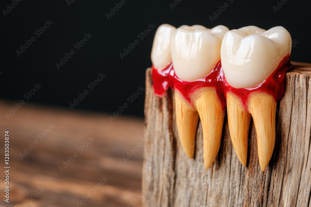 Dental problem, Close-up image of swollen red gums, indicating ...