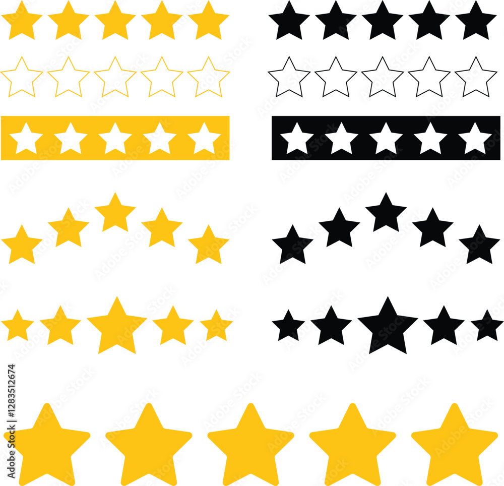 5 Star rating. Star vector icons. Set of star symbols isolated on white ...