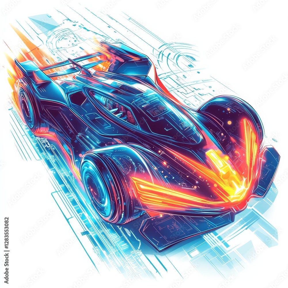 Futuristic Race Car: An electrifying race car with a sleek, futuristic ...