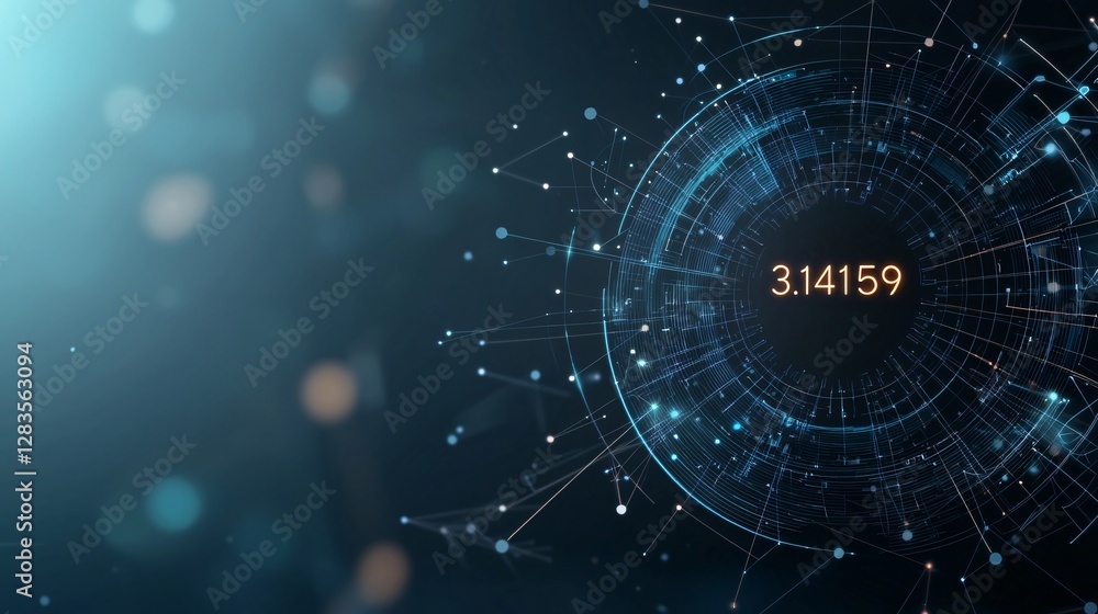 National Pi Day Celebration Futuristic Neon Display of Pi in a Dark ...