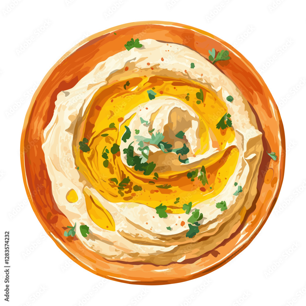 Hummus on plate hummus food dish vector Stock Vector | Adobe Stock