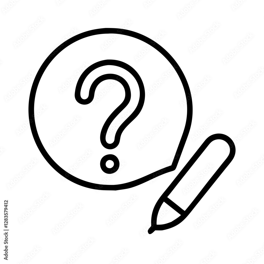 handwriting question mark icon, handwriting question mark line art ...