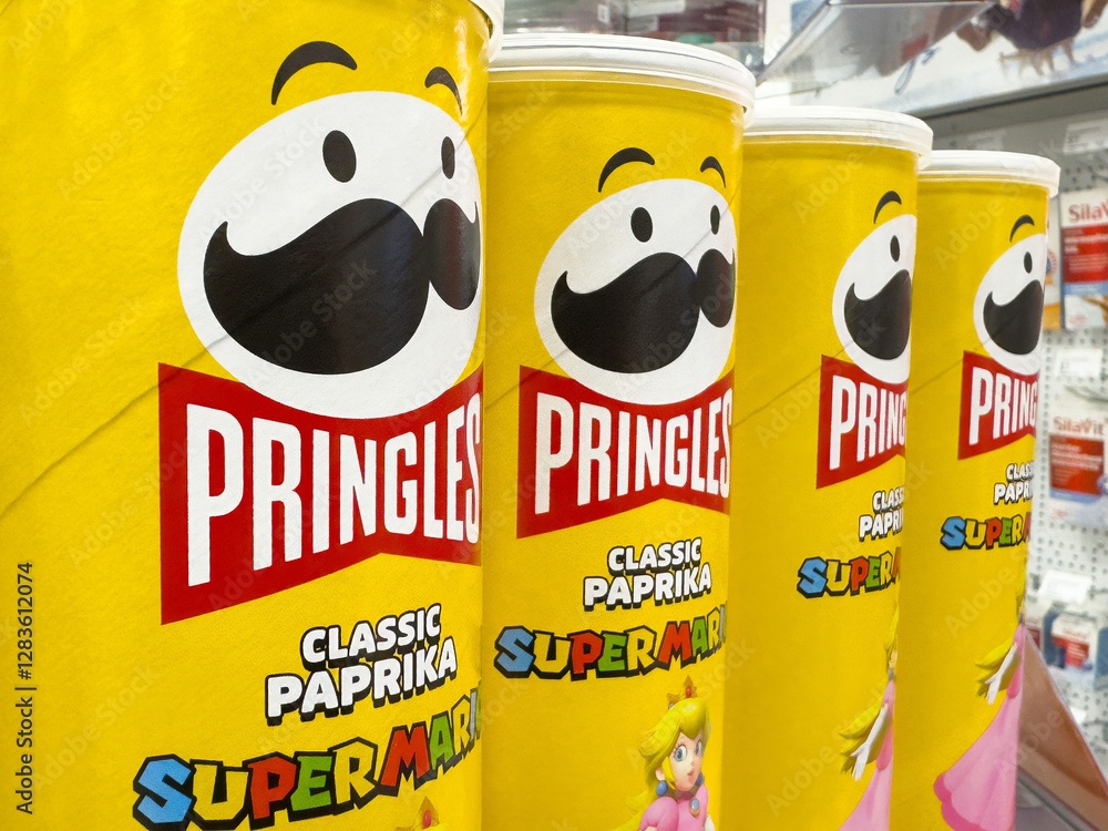 Pringles classic paprika snack with super mario themed packaging in ...