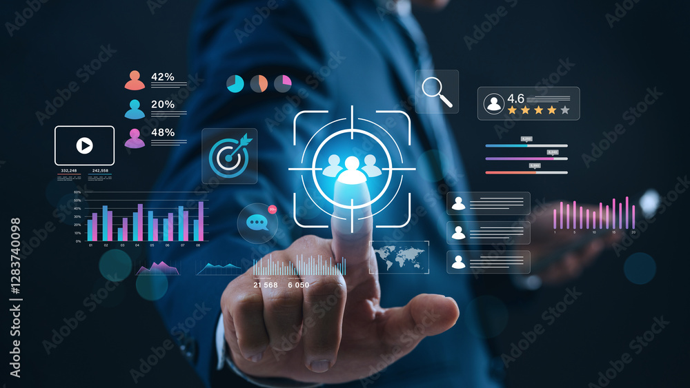 Digital marketing strategy and audience targeting concept. Businessman ...