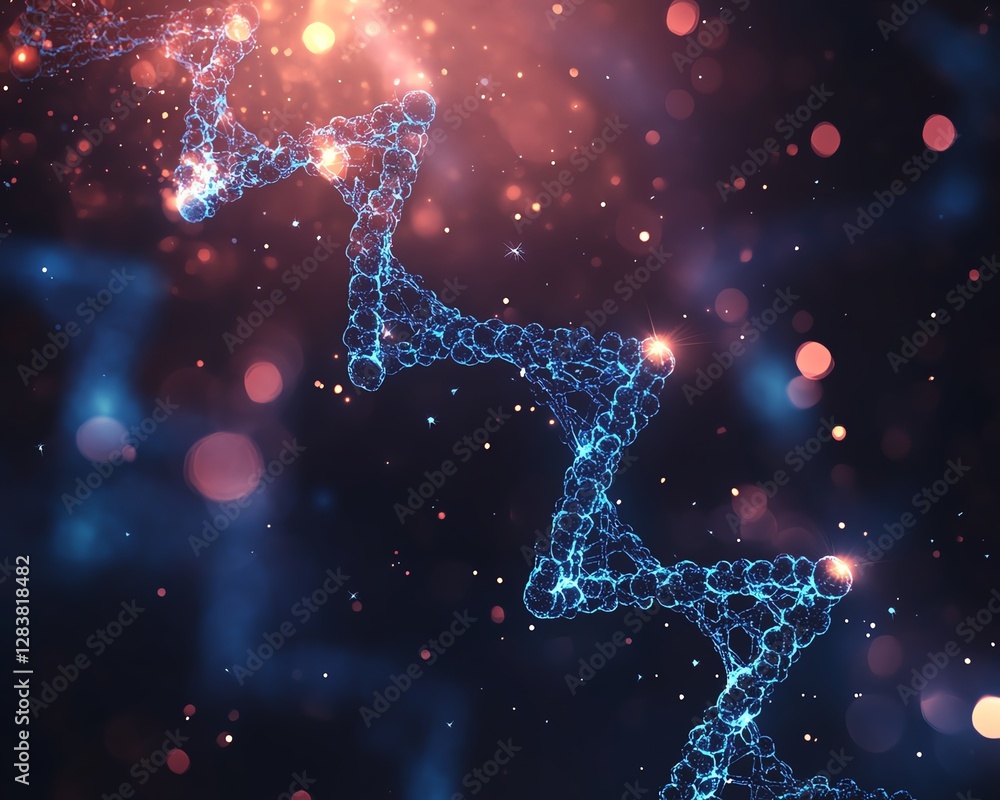 Advanced biotechnology background with molecular structures, DNA ...